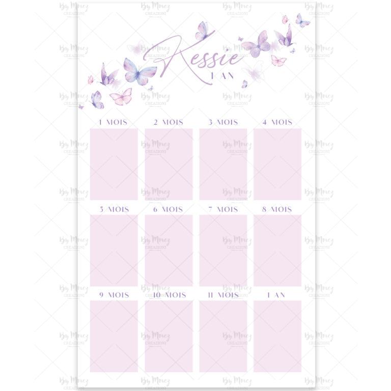 Panneau année - Thème Papillon & aquarelle parme - Mmez Creazioni