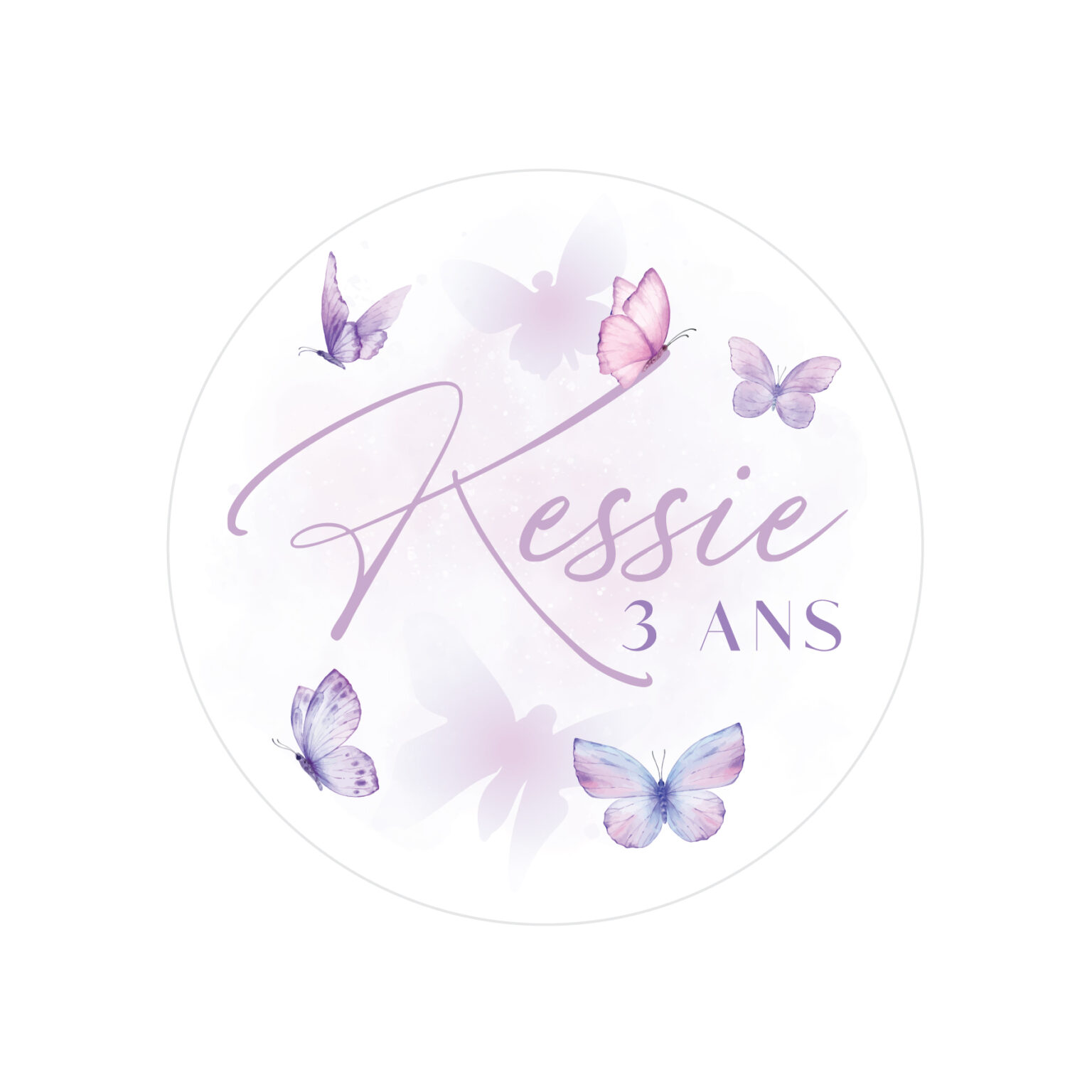 Étiquette autocollante / Stickers - Thème Papillon & aquarelle parme ...